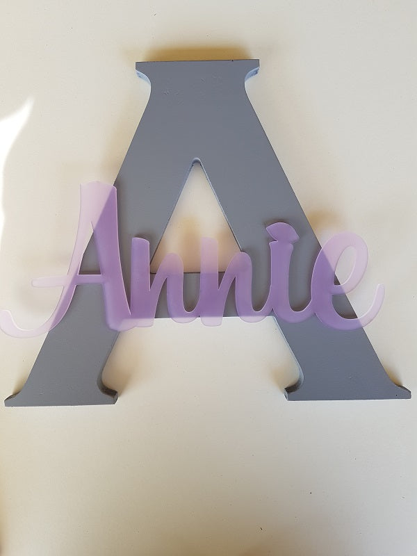 Wall/Door Decor - Large Wooden Capital Letter with Scripted Name – Mist ...