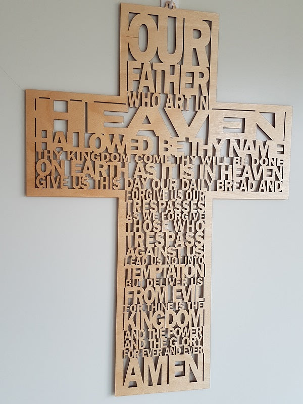 Sign - "Our Father Lords Prayer" Wooden Cross Wall Decor – Mist Designs